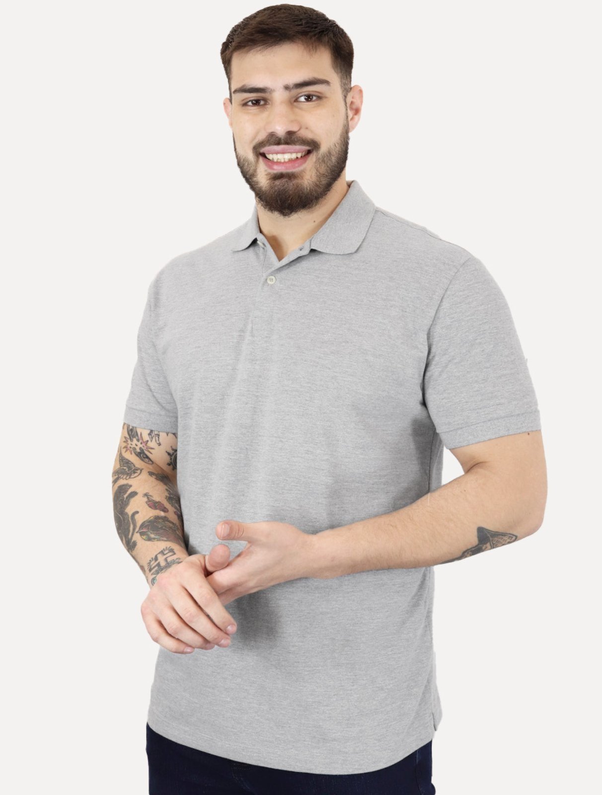 Polo Aramis Masculina Basic Piquet Dark Logo Grafite | 4MEN