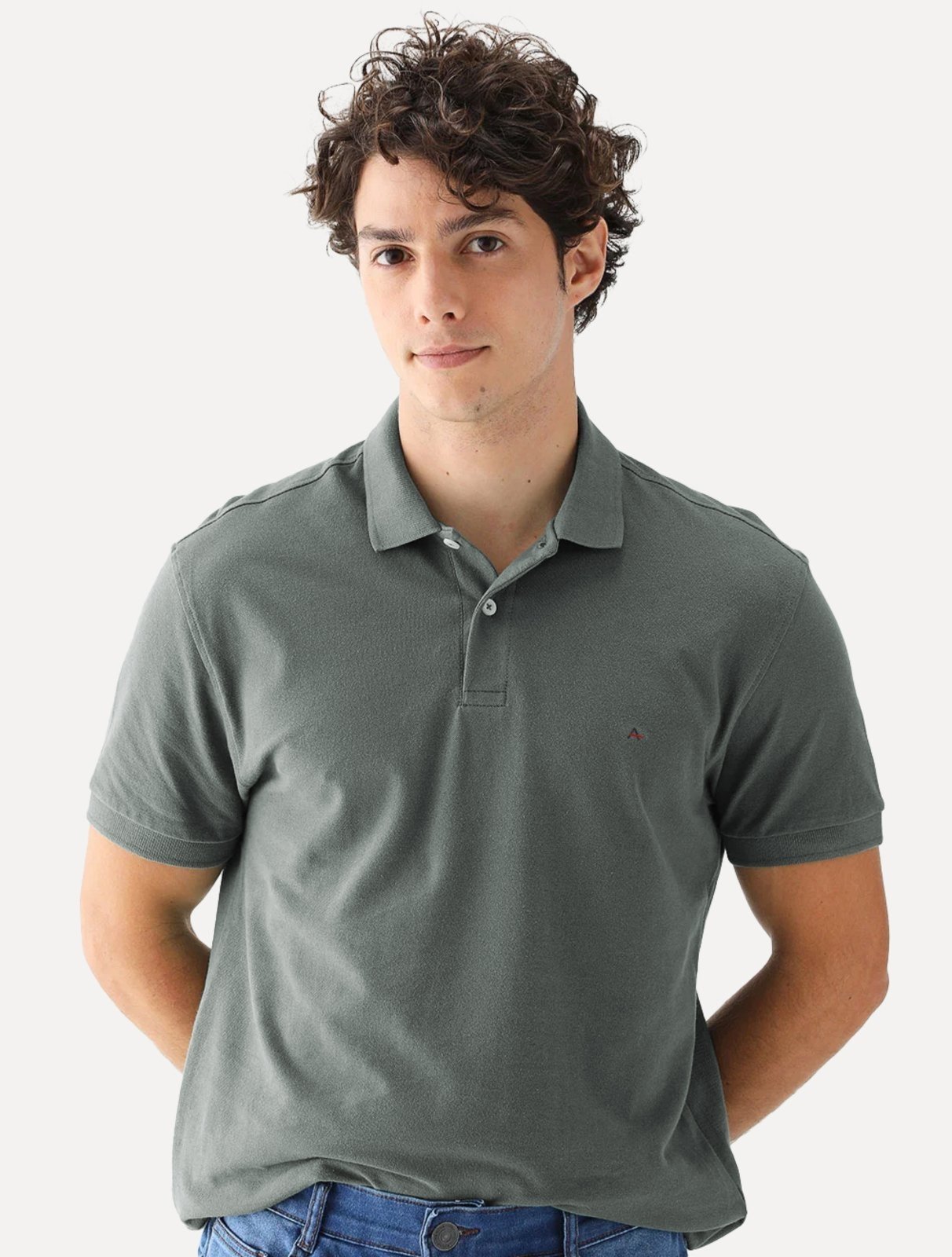 Polo Aramis Masculina Basic Piquet Dark Logo Grafite | 4MEN