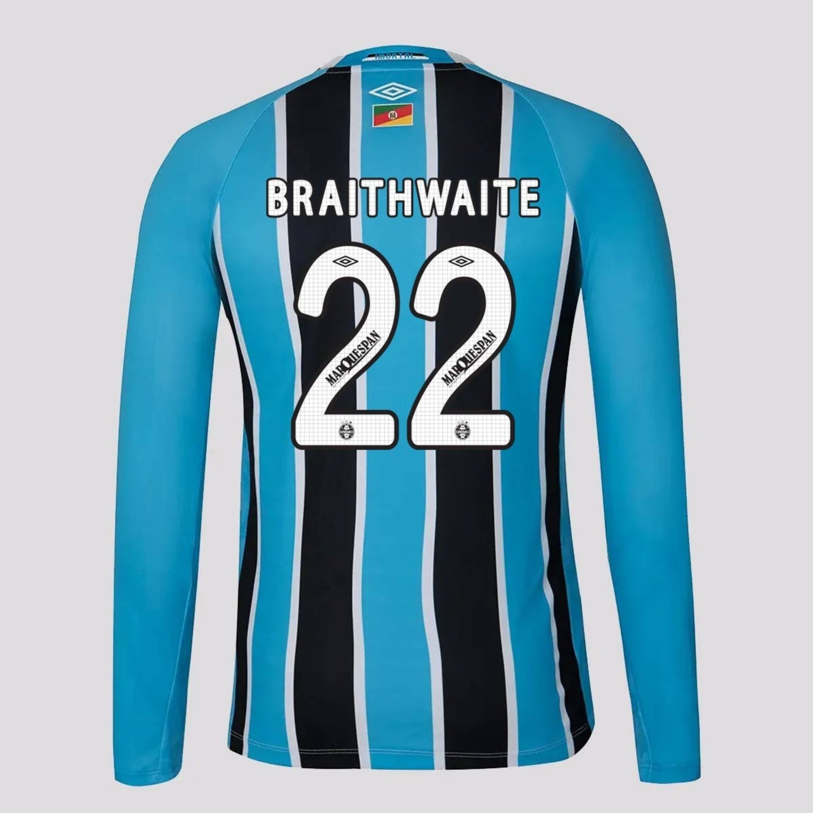 Camisa Umbro Grêmio I 2025 Manga Longa 22 Braithwaite | 4MEN
