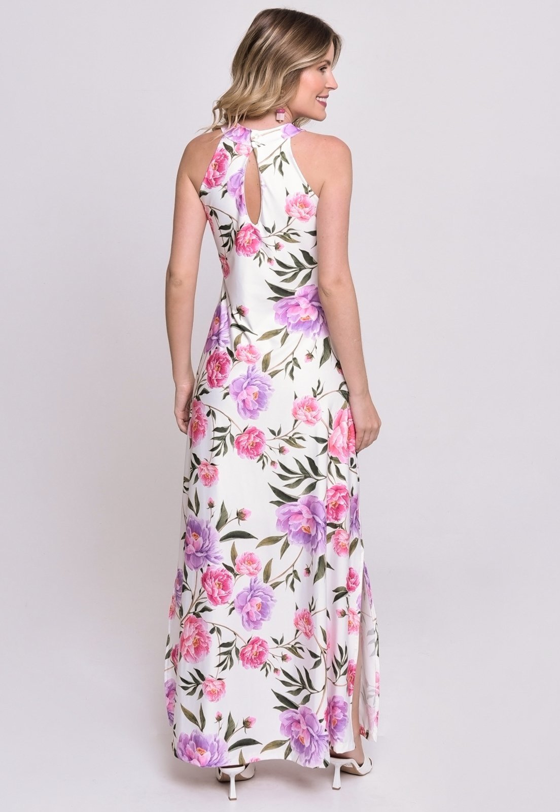 Vestido Bisô Estampado Longo Spring Rosa - Compre Agora | Dafiti Brasil