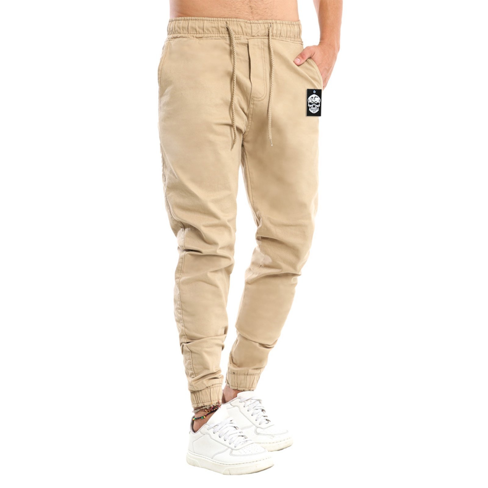 Kit 2 Calças Jogger Masculina Sarja Elástico Preto E Bege Compre