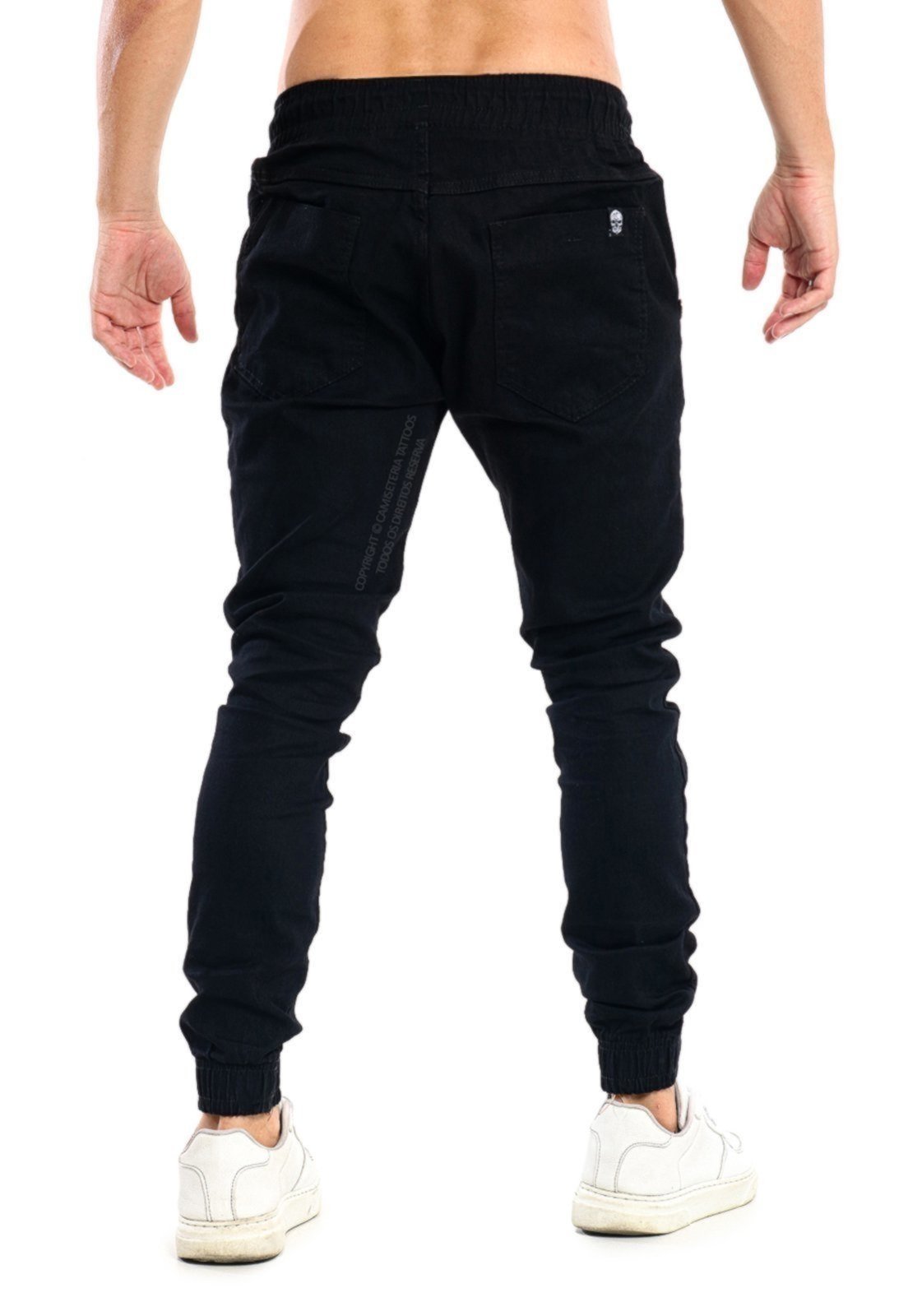 Kit 2 Calças Jogger Masculina Sarja Elástico Preto E Bege Escuro