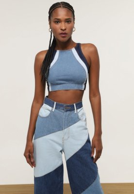 Top Jeans FARM Patch Azul - Compre Agora | Dafiti Brasil