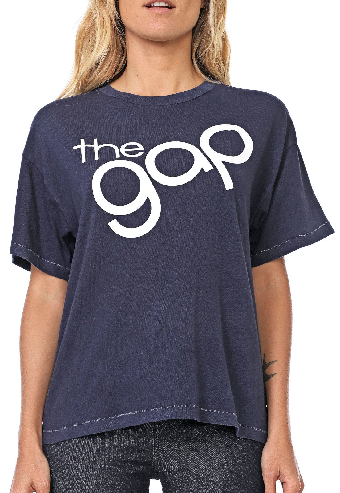 Camiseta GAP Lettering Azul-Marinho - Compre Agora | Dafiti Brasil