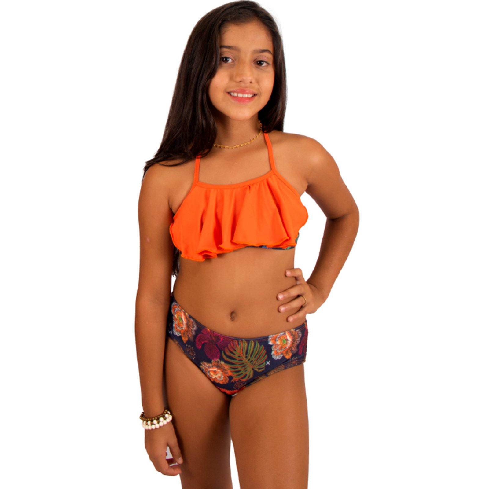 Biquíni Infantil Juvenil Kosh Estampado Com Babado Liso Compre Agora Dafiti Brasil