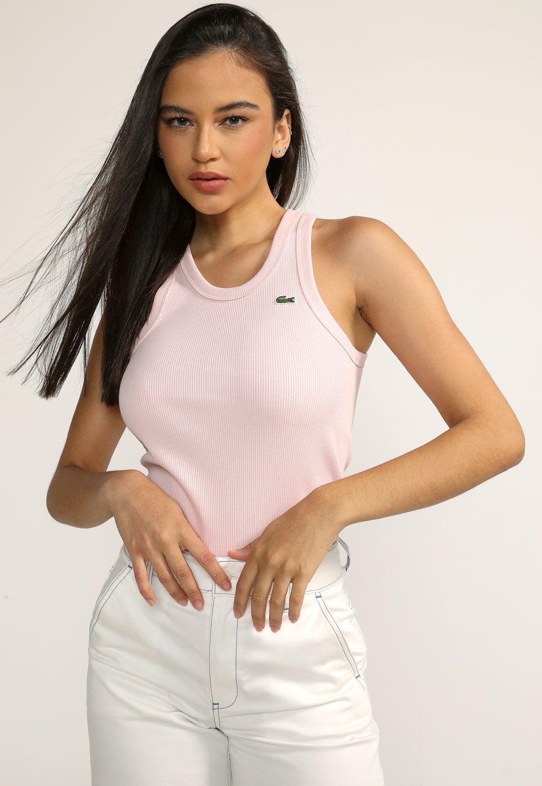 Regata Lacoste Logo Rosa - Compre Agora | Dafiti Brasil