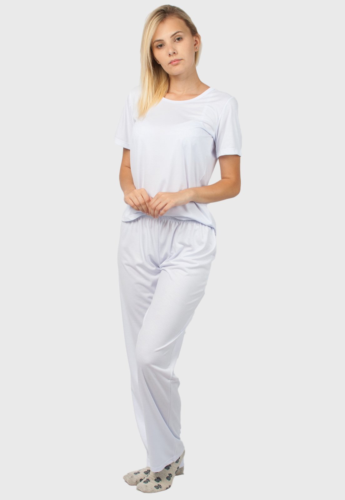 Pijama Feminino Manga Curta Básico Part.B Branco - Compre Agora ... Pijama Feminino Manga Curta Básico Part.B Branco - Compre Agora ...