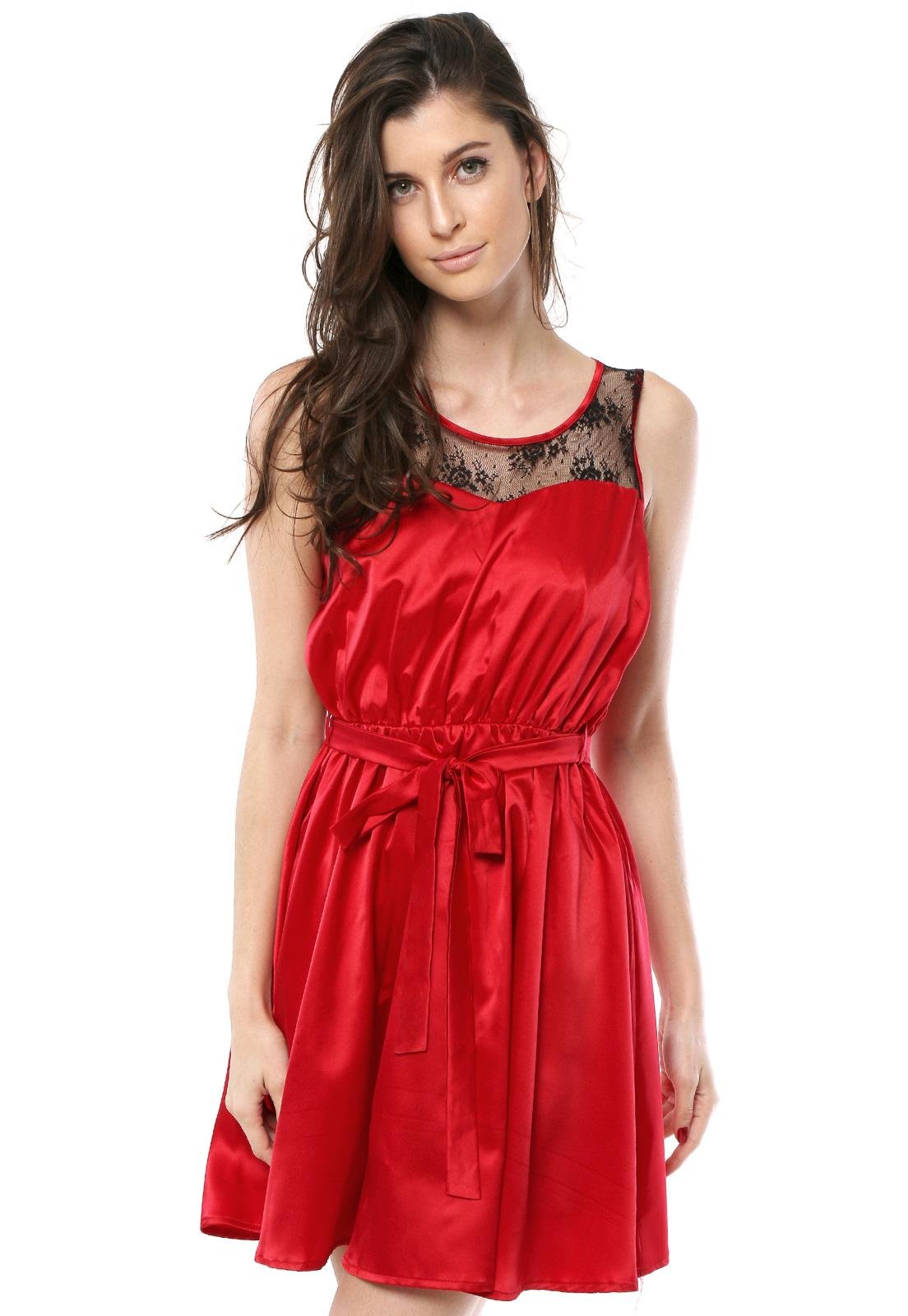 Vestido Pink Connection Renda Vermelho - Compre Agora | Dafiti Brasil