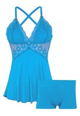 Baby Doll Recco Renda Azul - Compre Agora | Dafiti Brasil
