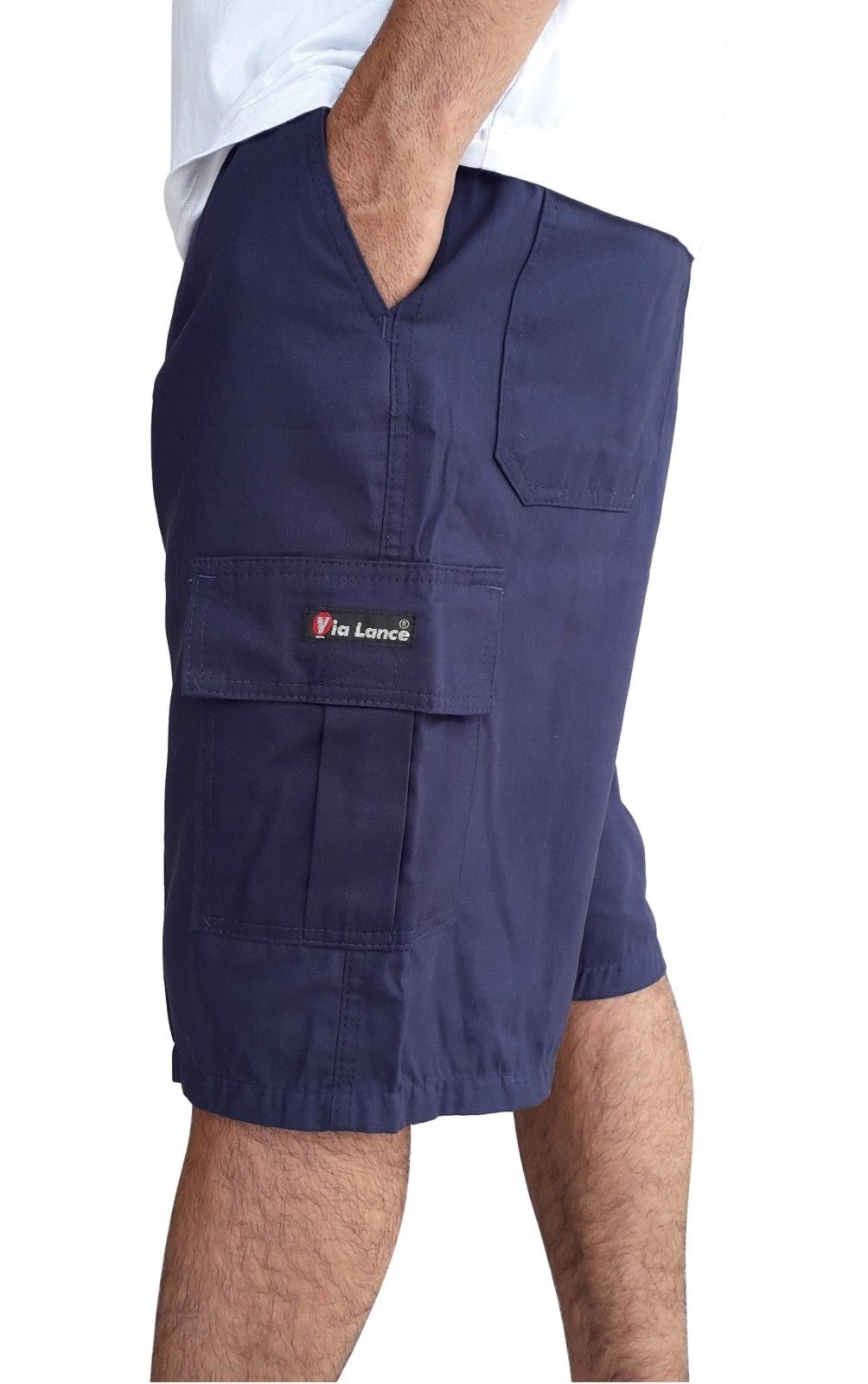 Bermuda Cargo Masculina 6 Bolsos Lateral Skate Militar Azul Compre