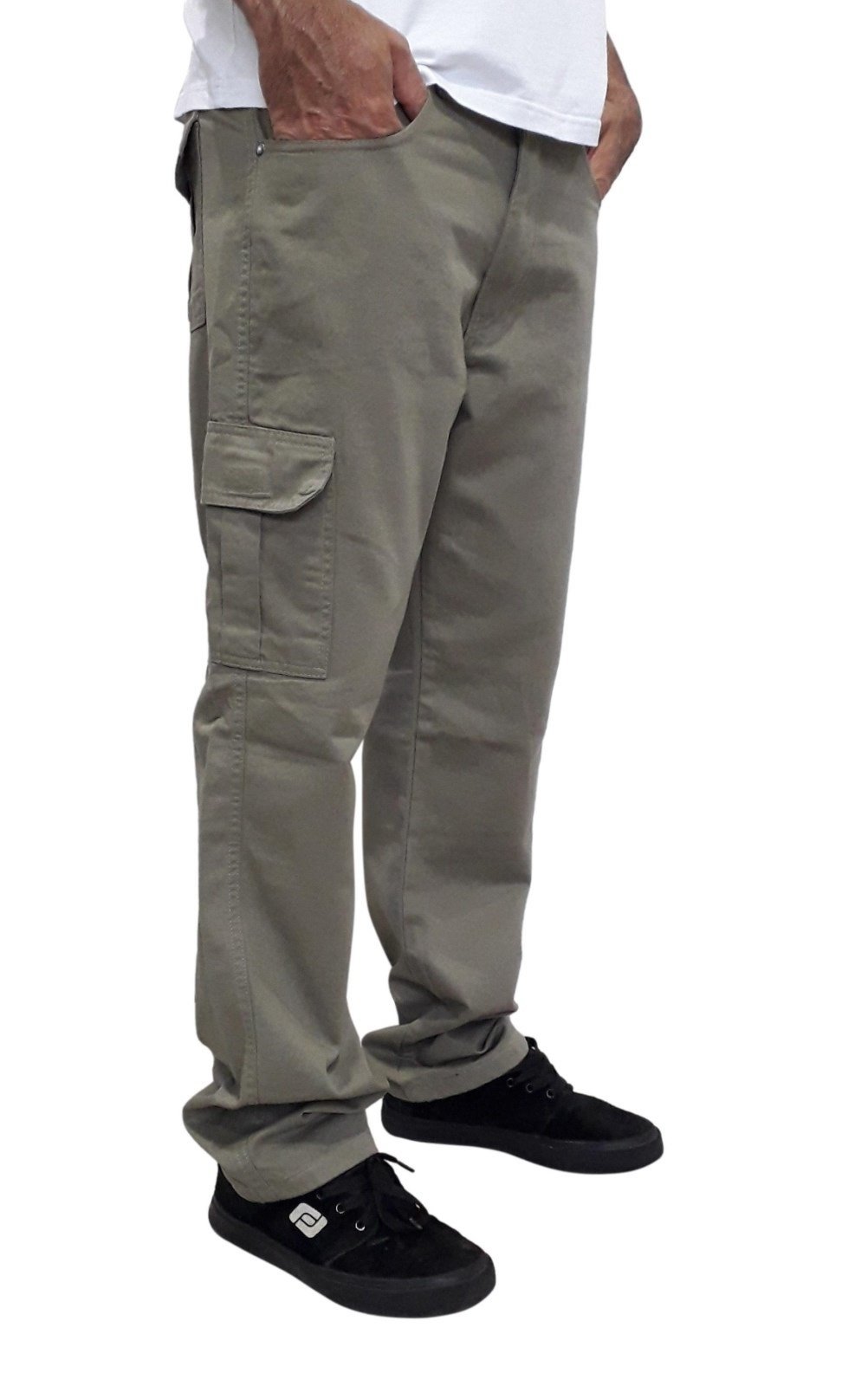 Calça Cargo Masculino Sarja Jeans 6 Bolsos Skate Militar Bege - Compre ... Calça Cargo Masculino Sarja Jeans 6 Bolsos Skate Militar Bege - Compre ...