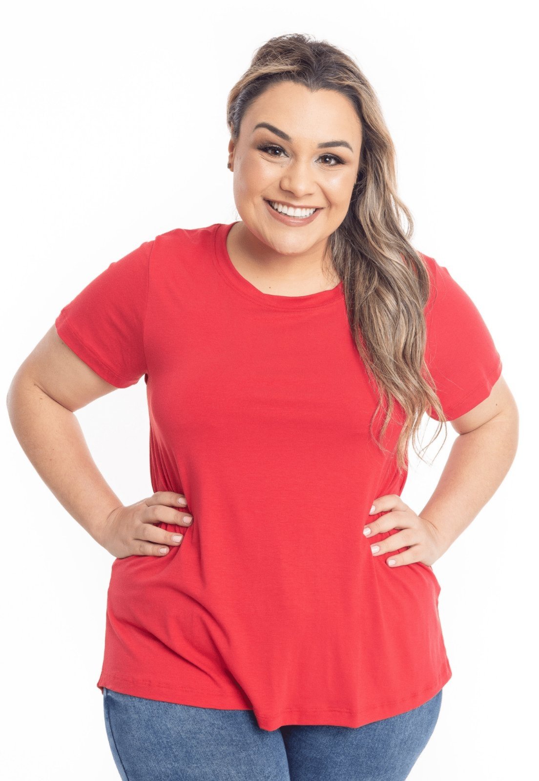 Blusa Mullet Gola Redonda Lisa Feminina Plus Size Tapa Bumbum Academia