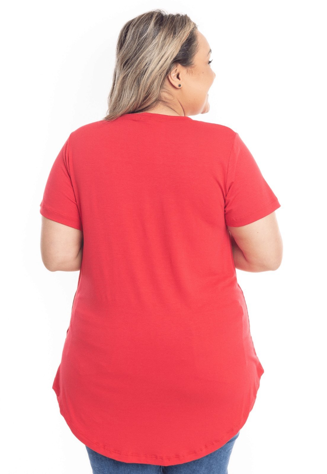 Blusa Mullet Gola Redonda Lisa Feminina Plus Size Tapa Bumbum Academia