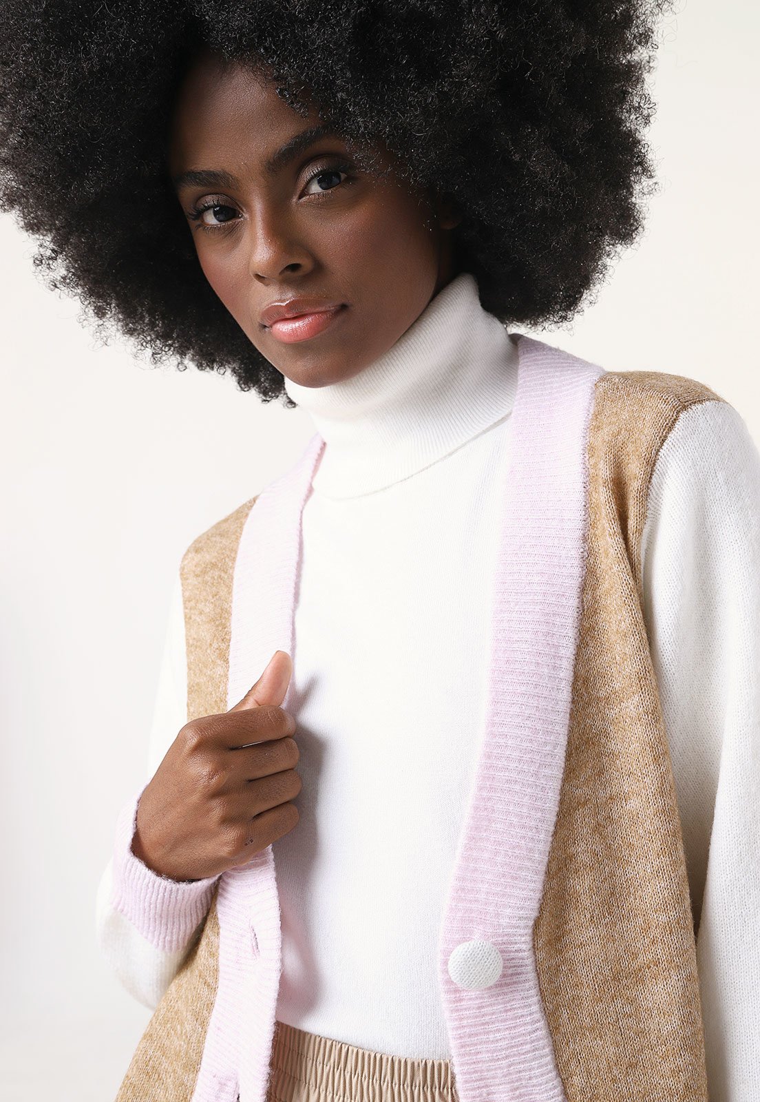 Cardigan Tricot Vero Moda Color Block Bege - Compre Agora | Dafiti Brasil