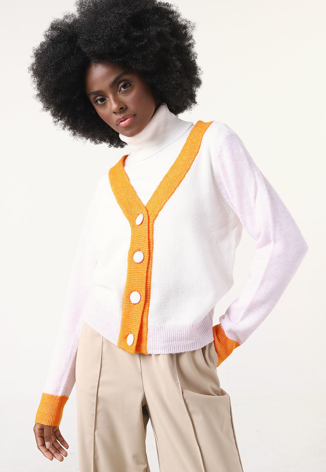 Cardigan Tricot Vero Moda Color Block Off-White - Compre Agora | Dafiti ...
